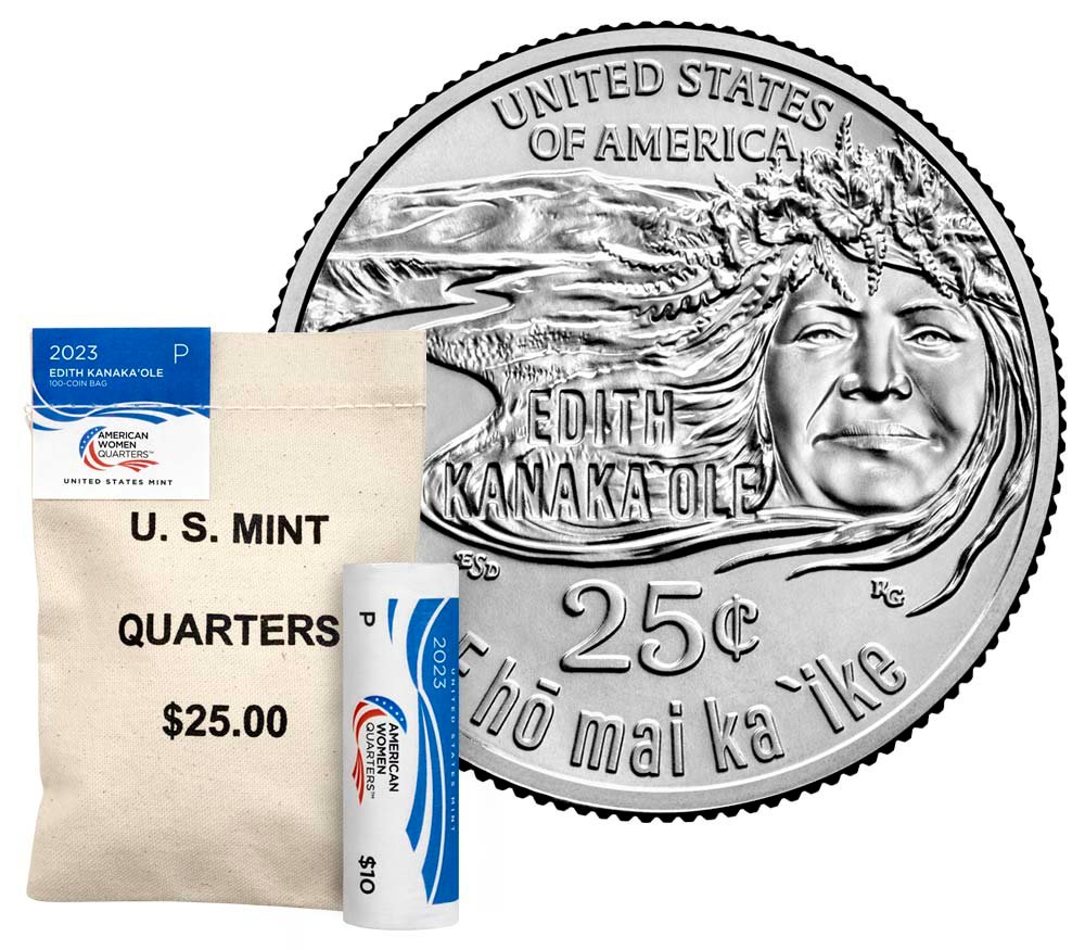 American Women Quarters 2023 Rolls And Bags – Edith Kanakaʻole - Most ...